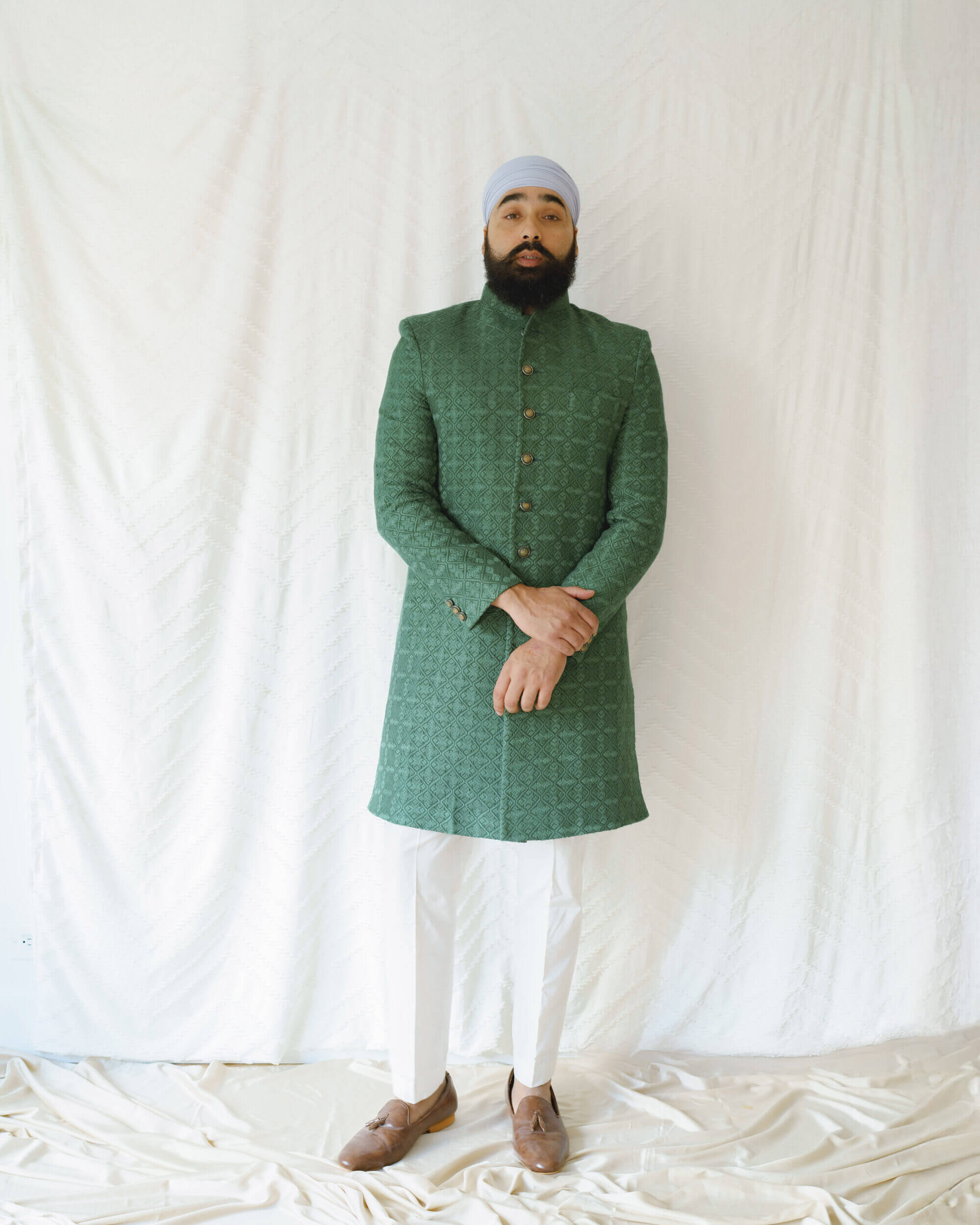 Nasir Sherwani Dark Green – Aayka